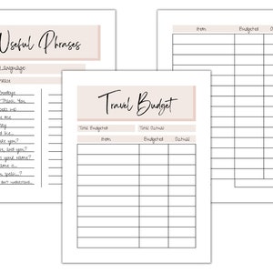 Printable PDF Travel Planner, Travel Itinerary, Travel Organizer ...