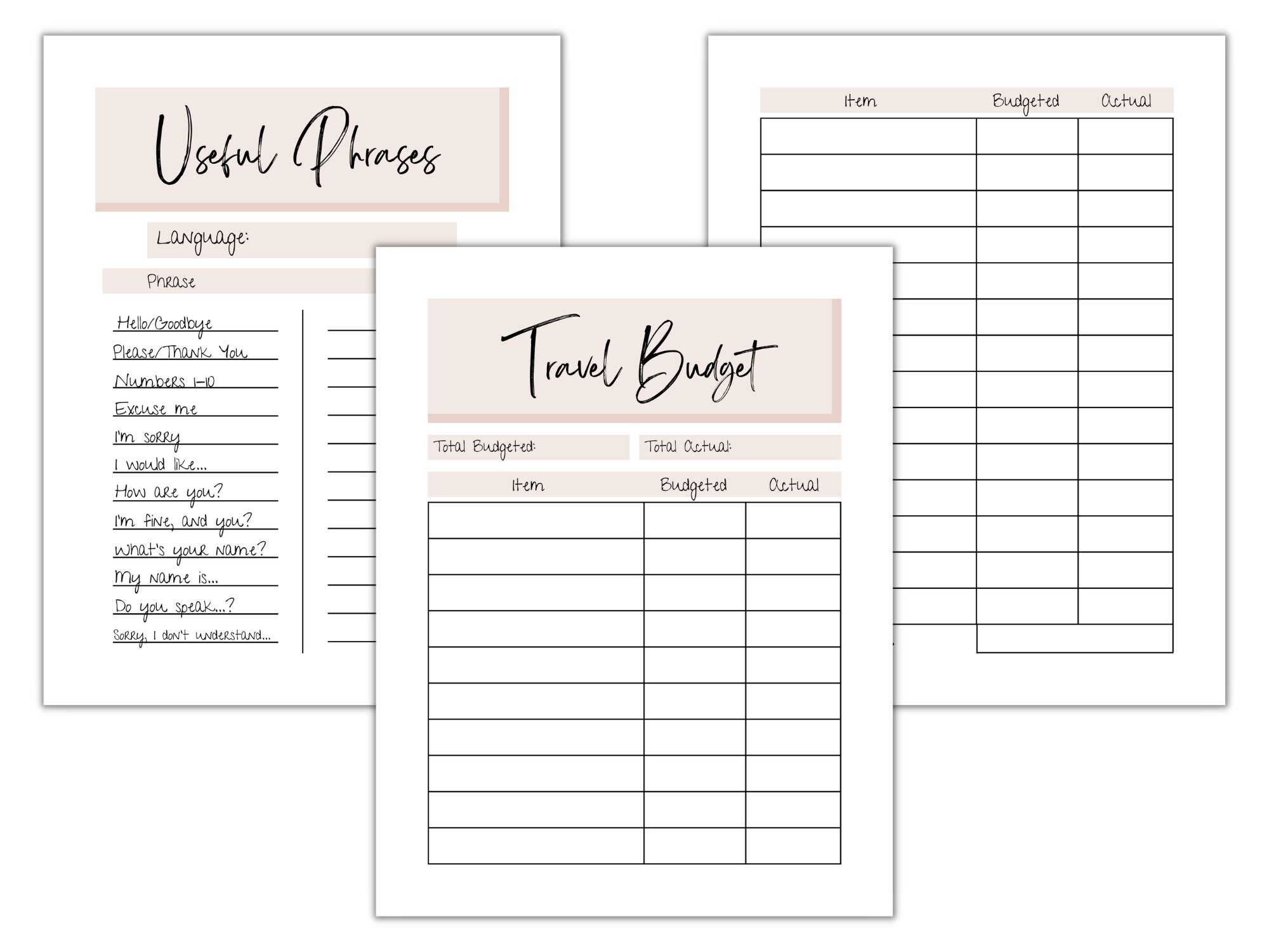 Printable PDF Travel Planner, Travel Itinerary, Travel Organizer ...