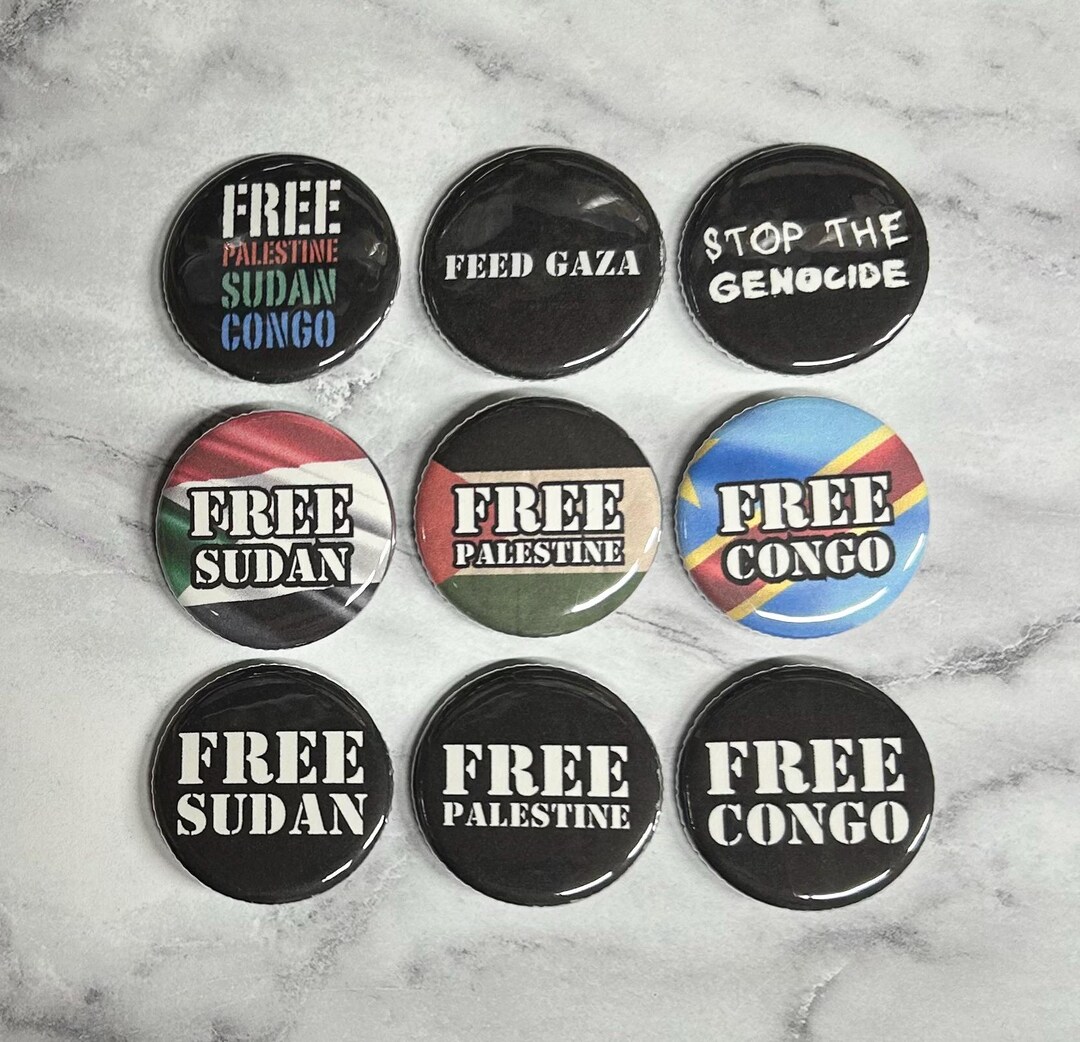 Free Palestine Pins - Free Sudan Pin - Free Congo Pin - Feed Gaza ...