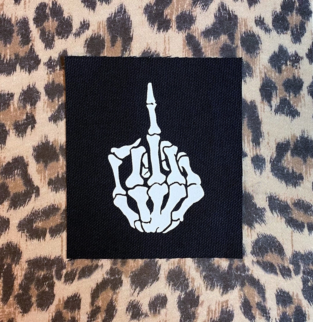 Middle Finger Patch - Skeleton Punk Patches - Crust Punk Patches - Fuck You Patch - Skeleton ...