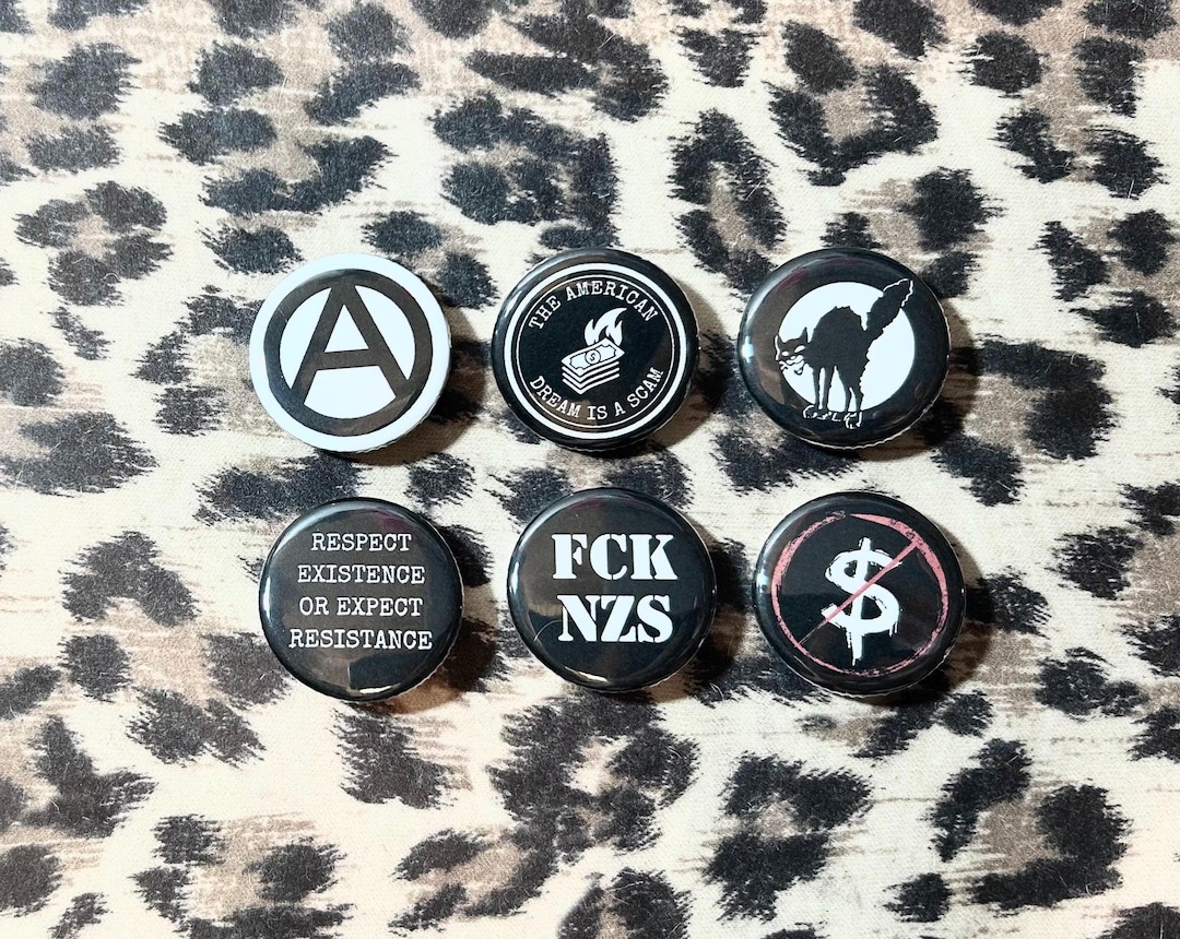 Punk Pins - Pinback Punk Buttons - Anarchy Anti-racist Anti Capitalism ...