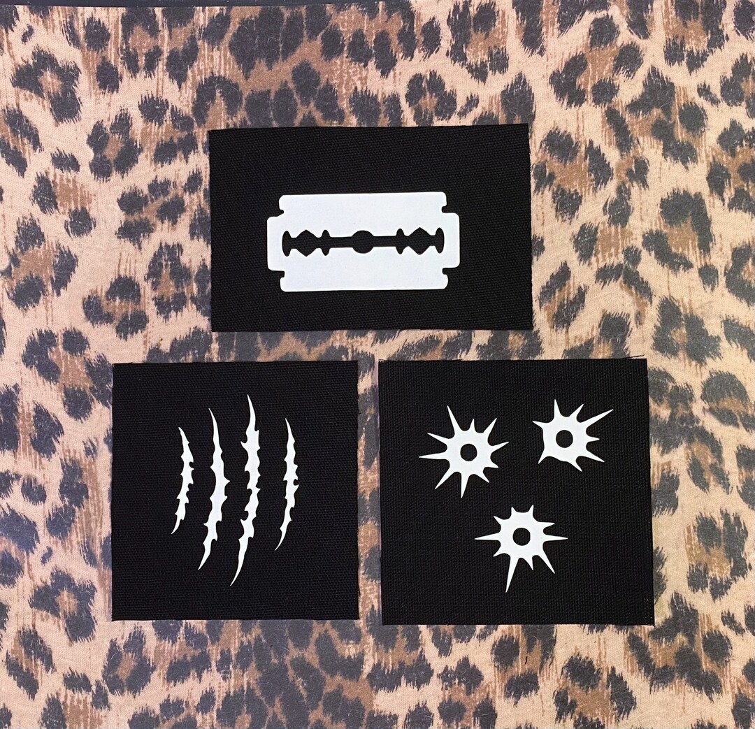 Crust Punk Patches - Razorblade Patch - Bullet Hole Claw Scratch Patch ...
