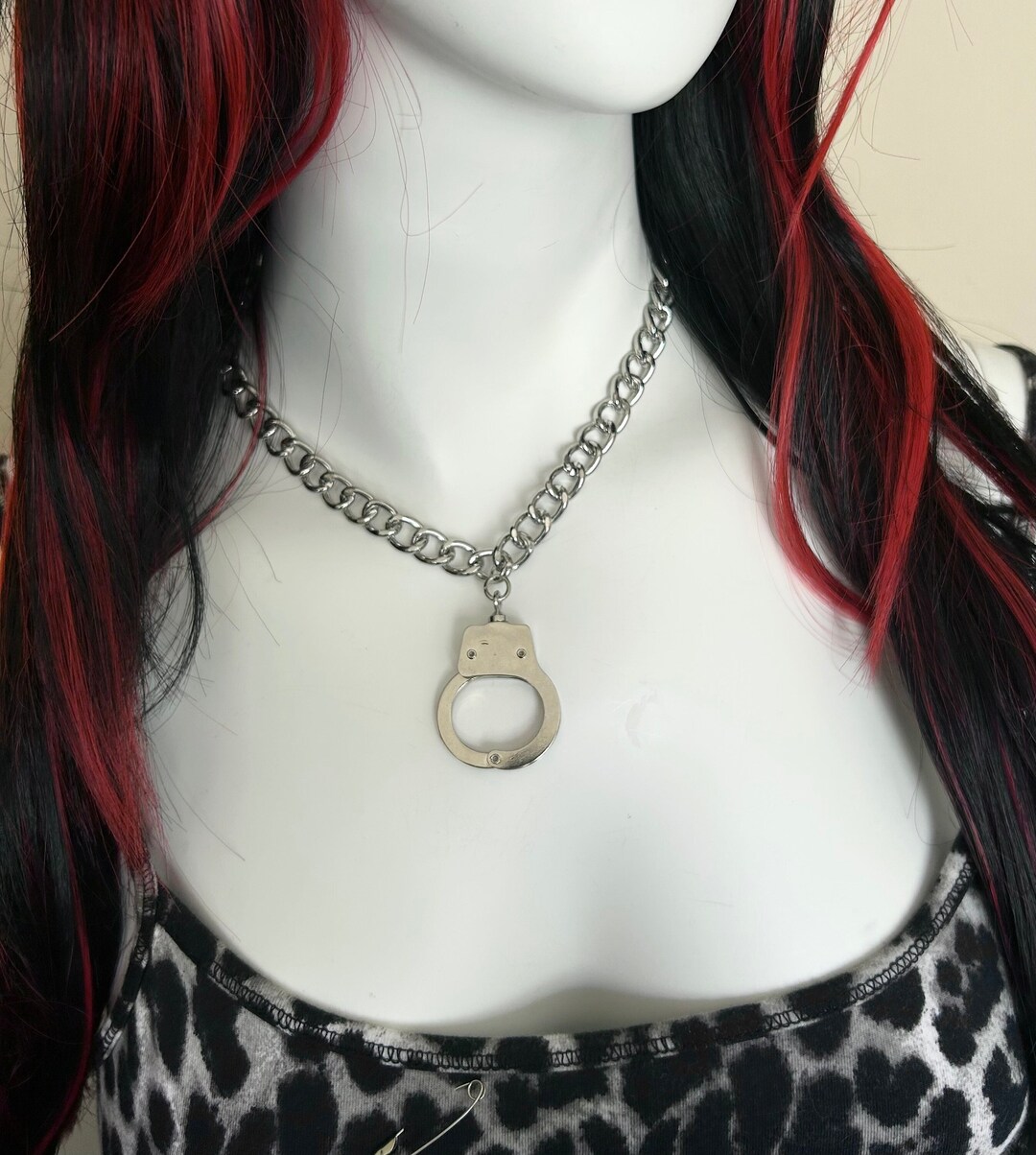 Handcuff Punk Chain Necklace Punk Jewelry Handcuff Chain Necklace Goth Alt Emo Scene Gift BDSM ...