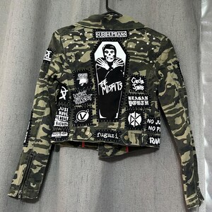 Punk Rock Battle Jacket - Womens Small Camo Jacket With Punk Patches ...