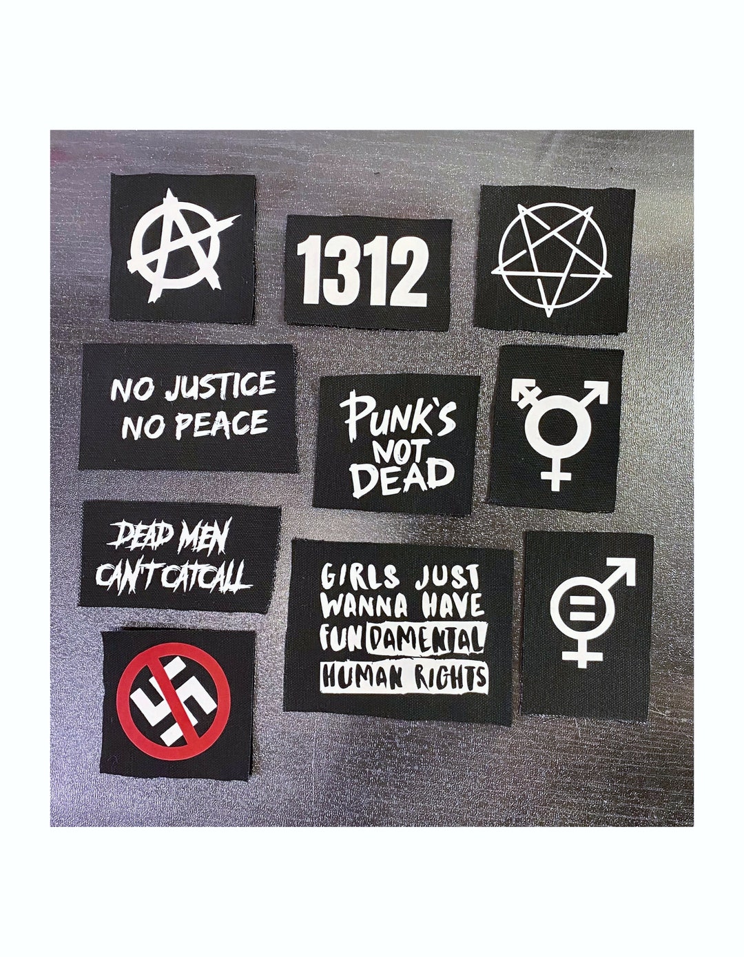 Punk Patches Crust Punk Patches Feminist Equality Anti-racist Anarchy ...