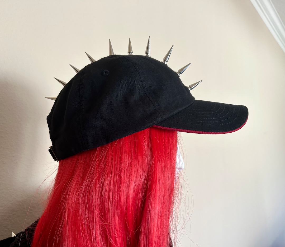 Spiked Mohawk Hat - Black Punk Hat With Spikes - Crust Punk Hat - Goth ...