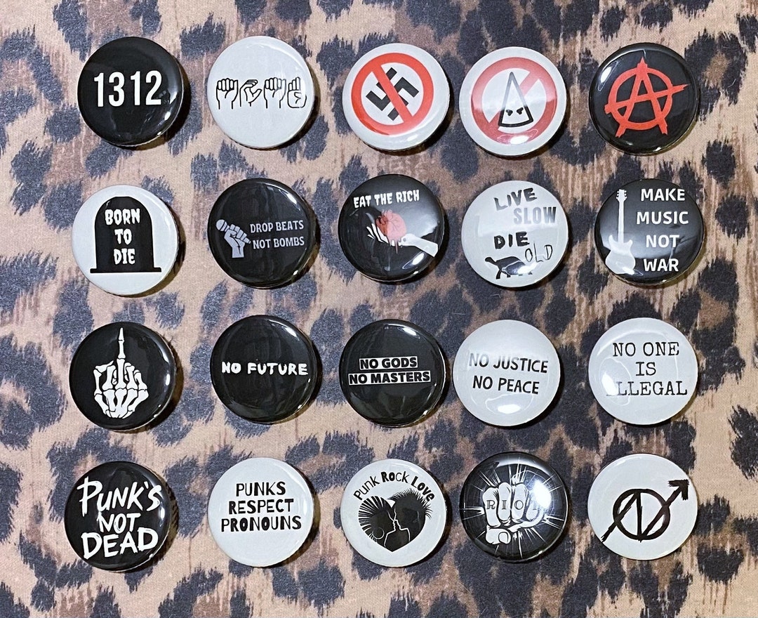 Punk Pins Pinback Punk Buttons Anarchy Anti Racist Equality Acab Protest Activism Atheist