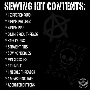 Punk Sewing Kit - Punk Kit Punk Patches Pins and Sewing Supplies With ...