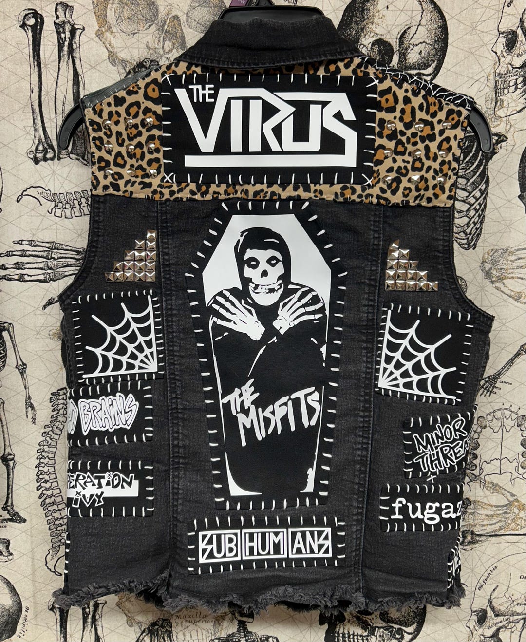 Punk Rock Battle Vest - Womens Medium Black Denim Vest With Patches ...