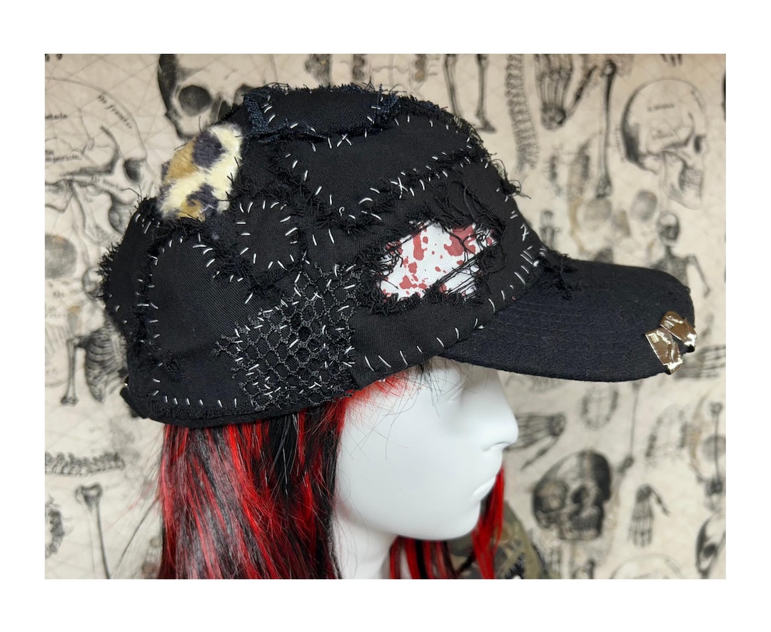Punk Patch Hat - Post Apocalyptic Hat - Crust Punk Hat - Punk Hat Goth ...