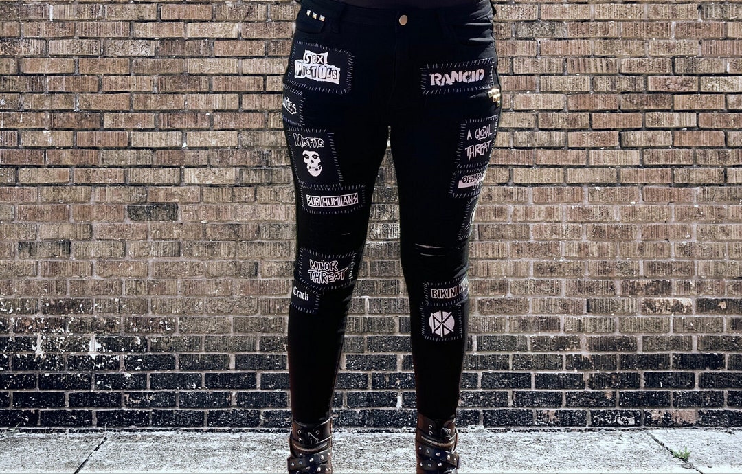 Womens Medium Punk Patch Pants - Crust Punk Pants W/ Patches, Zippers ...