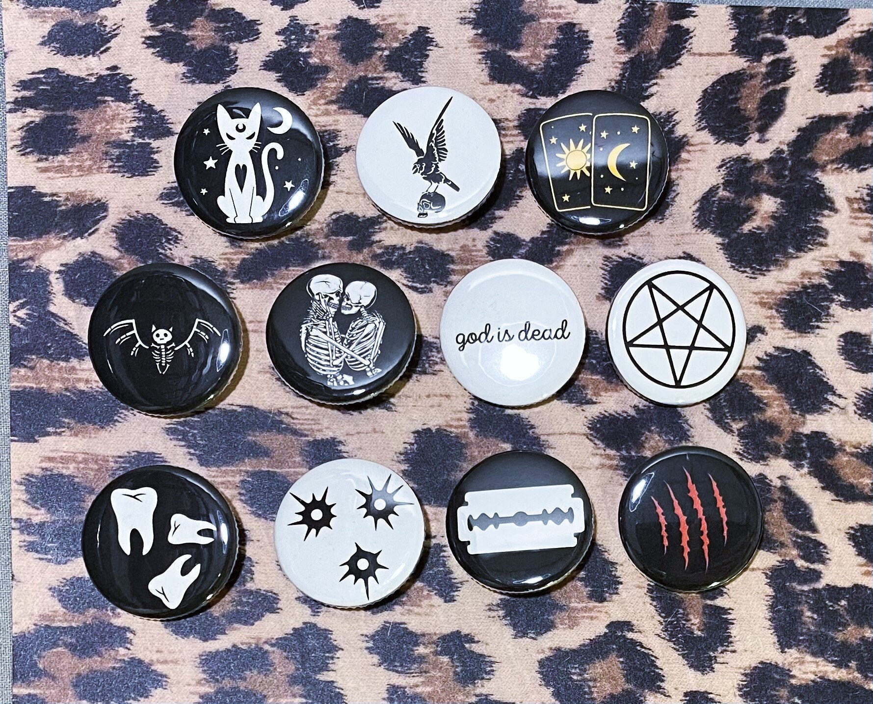 Punk Pins Pinback Punk Buttons Goth Pins Occult Bones - Etsy
