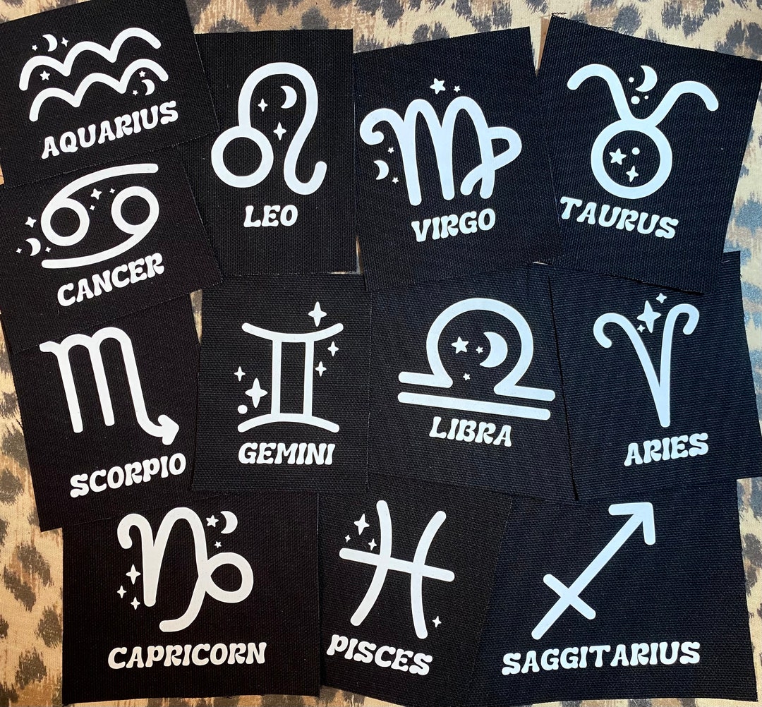 Zodiac Sign Punk Patches - Goth Patches - Astrological Signs Patch - Occult Witchy Cloth Patches ...