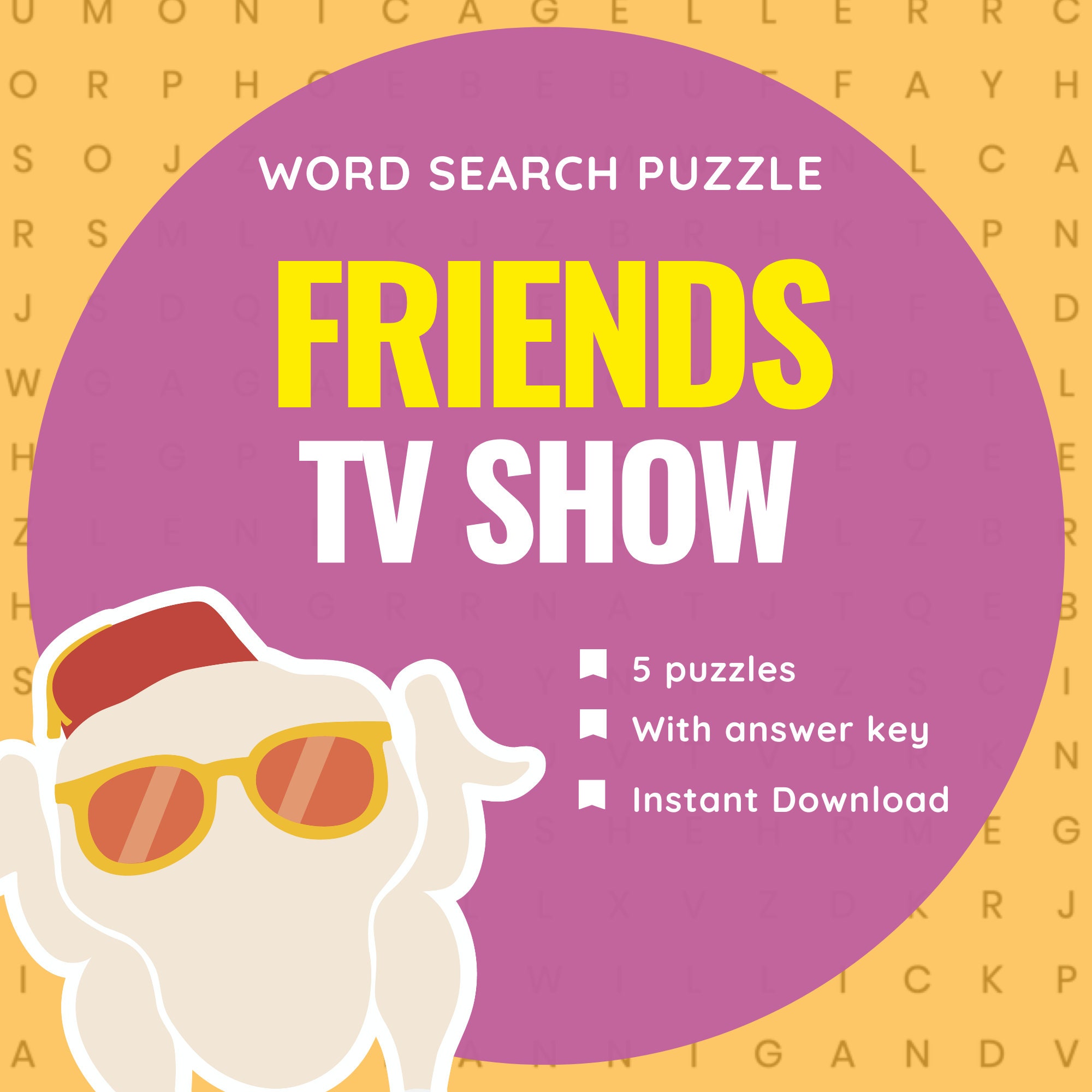 Friends TV Show Word Search Themed Puzzles - Printable PDF - 5 Puzzles ...