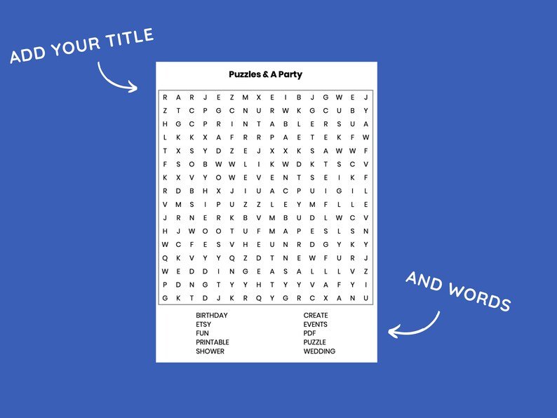 Custom Word Search Puzzles Printable PDF Customized - Etsy