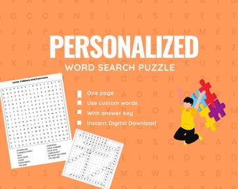 Custom Word Search Puzzles - Etsy