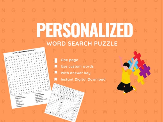 Custom Word Search Puzzles Printable PDF Customized - Etsy India