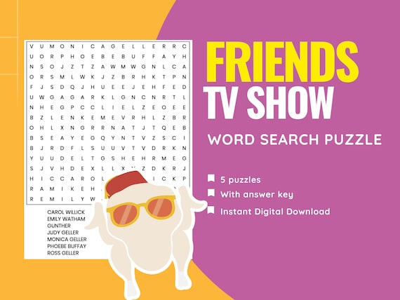 Friends TV Show Word Search Themed Puzzles Printable PDF 5 - Etsy