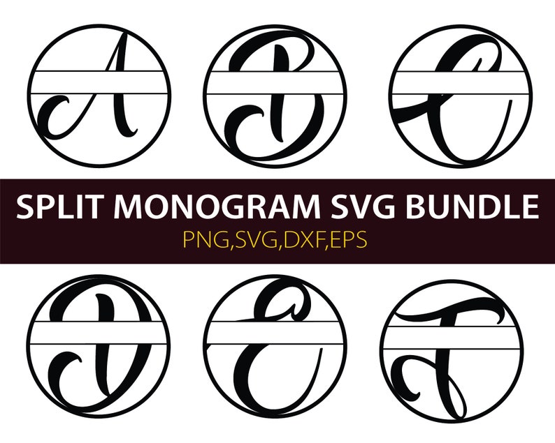 Circle Split Monogram Alphabet SVG, PNG, Split Monogram Alphabet, Split ...
