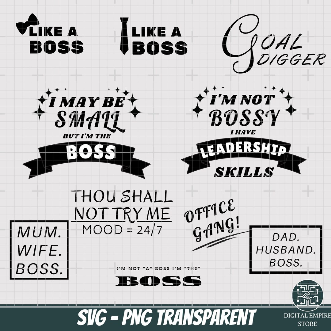 10 Boss Quotes SVG PNG Funny Scrapbook Illustration - Etsy