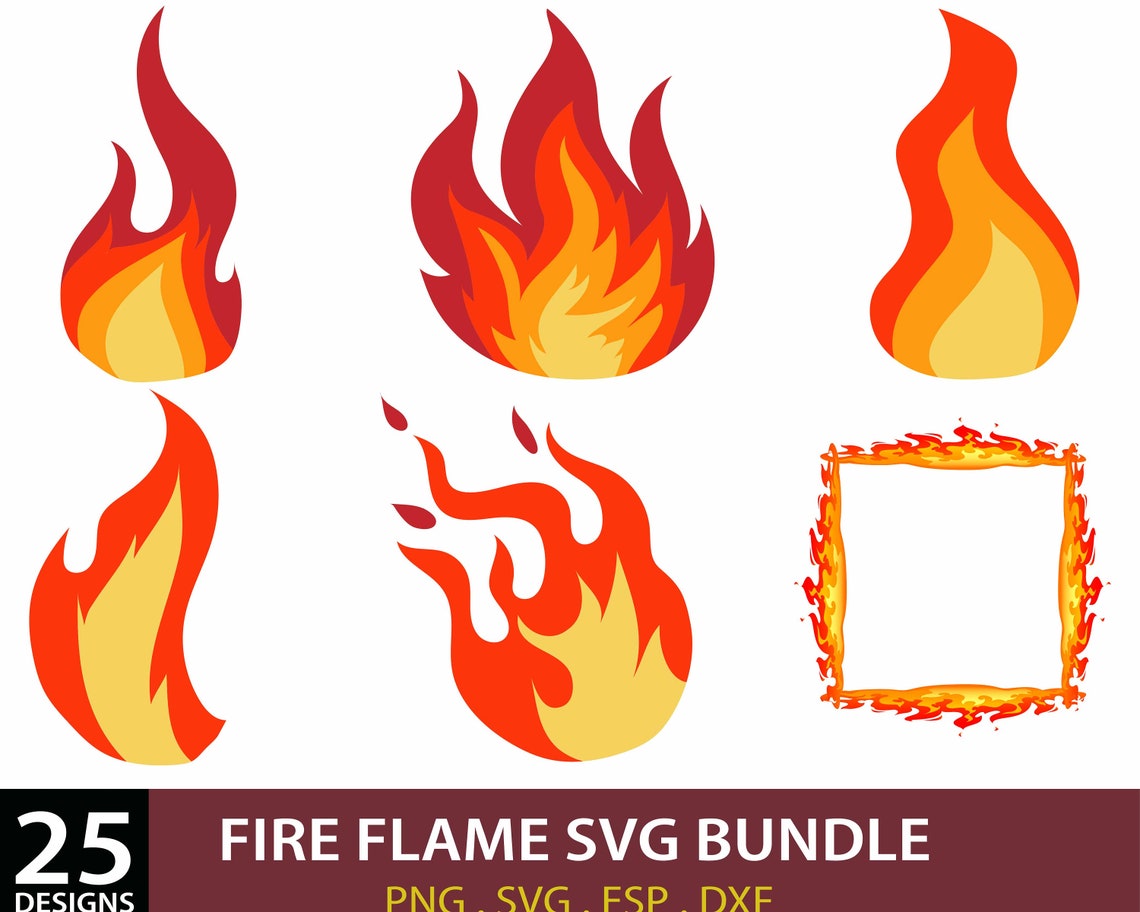 Fire Flame Svg Bundle, Fire Svg, Flames Svg, Campfire Svg, Fire Clipart ...