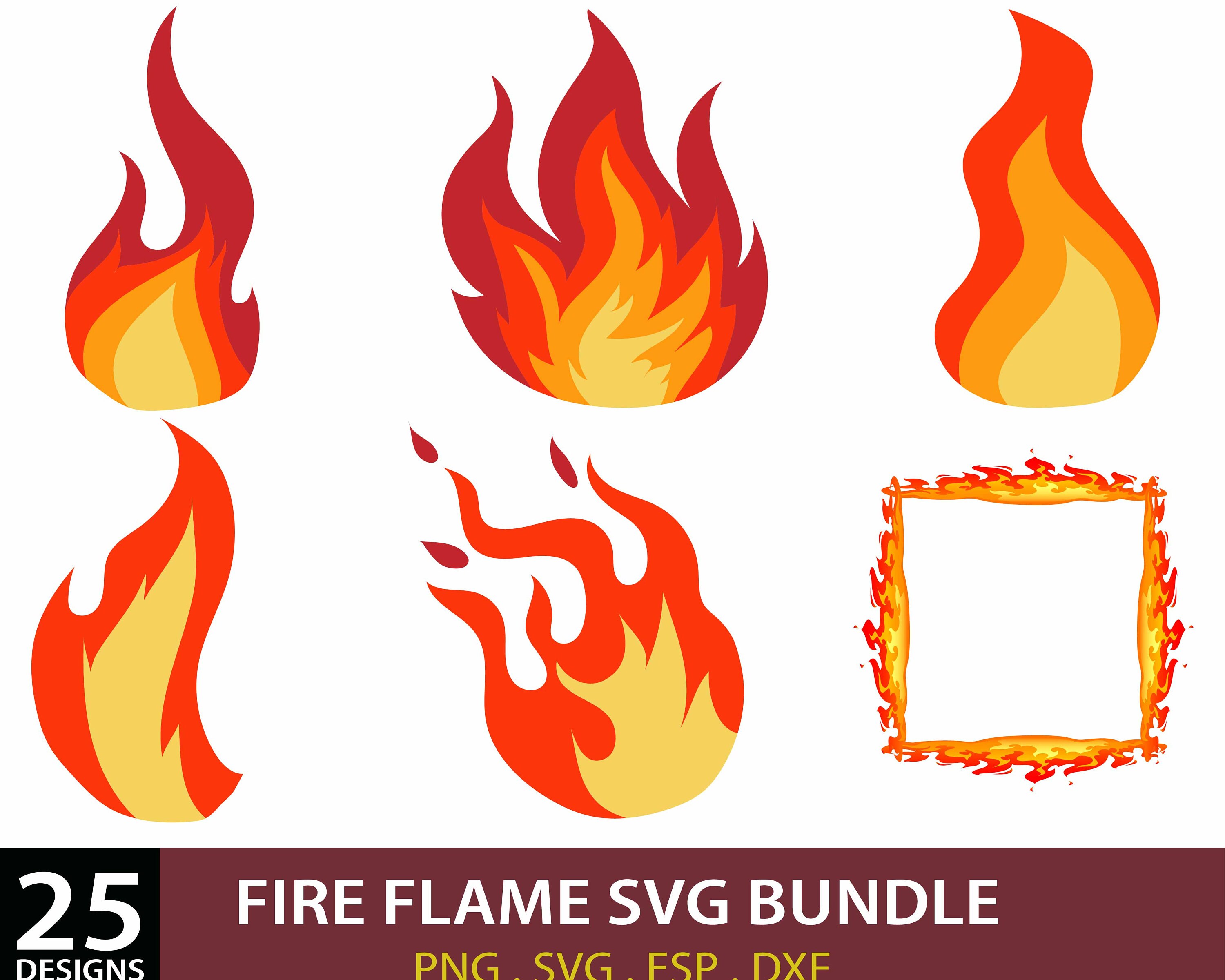 Fire Flame Svg Bundle, Fire Svg, Flames Svg, Campfire Svg, Fire Clipart ...