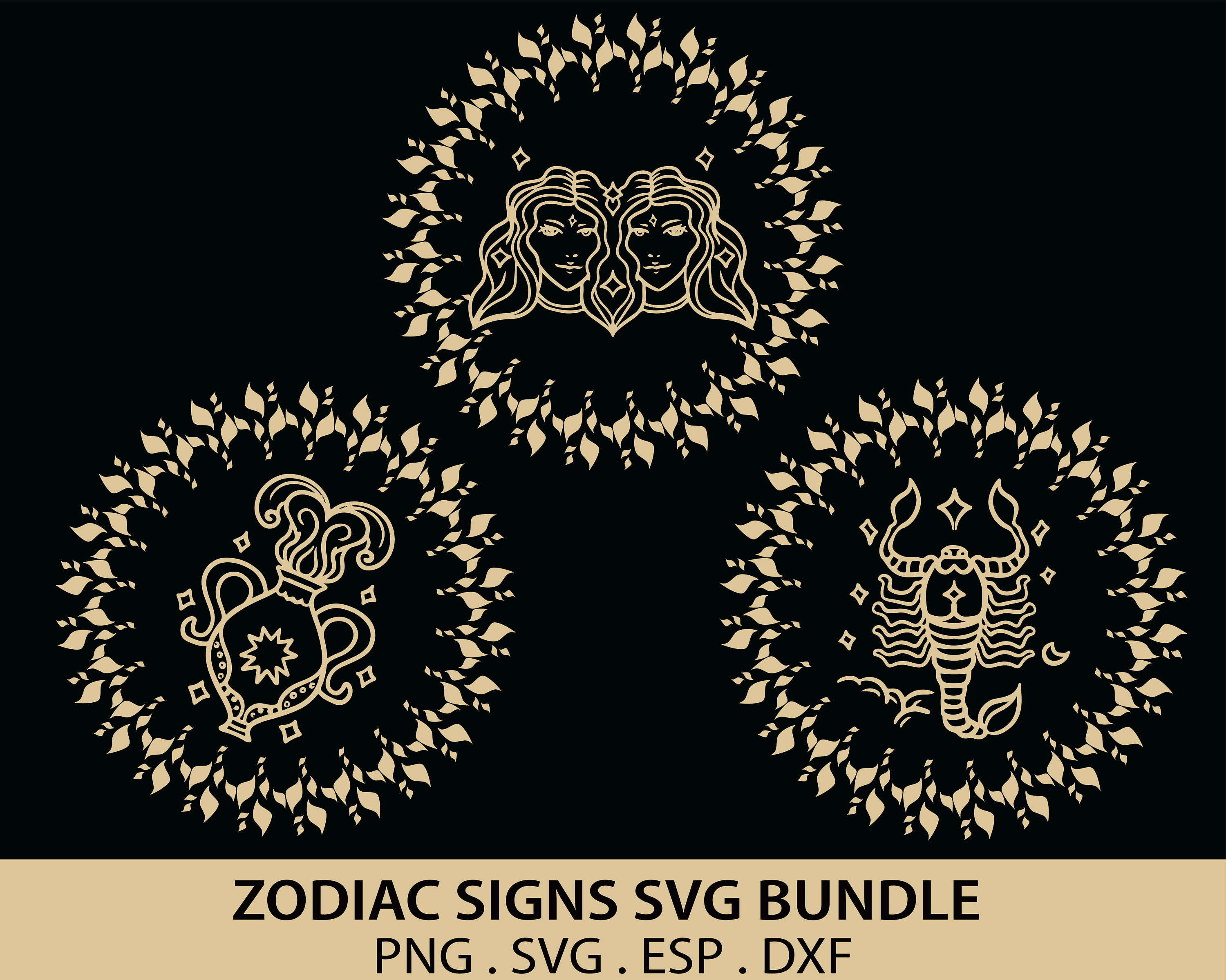 Zodiac Signs SVG, Zodiac Clipart, Horoscope Bundle Svg, Zodiac Bundle ...
