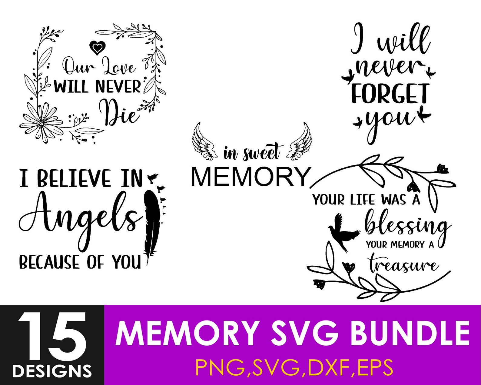 Memorial Svg Bundle Memorial Quotes Svg Rest in Peace Svg | Etsy UK