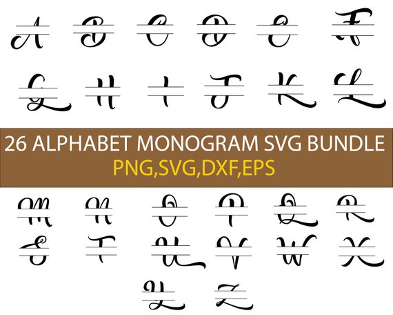 Split Monogram Alphabet SVG PNG Split Monogram Frame | Etsy