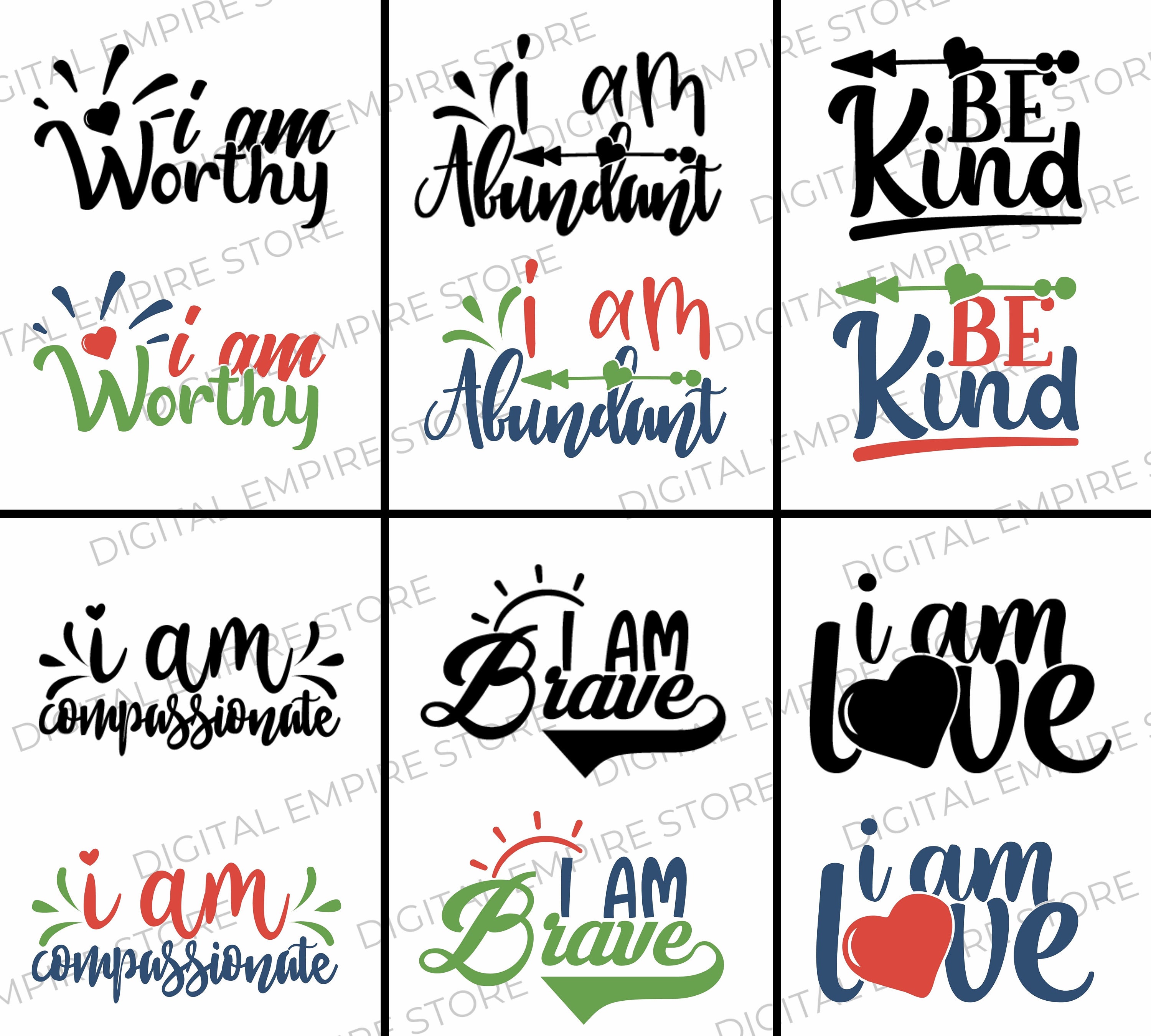 I AM AFFIRMATIONS Svg Bundle Positive Files to Create - Etsy