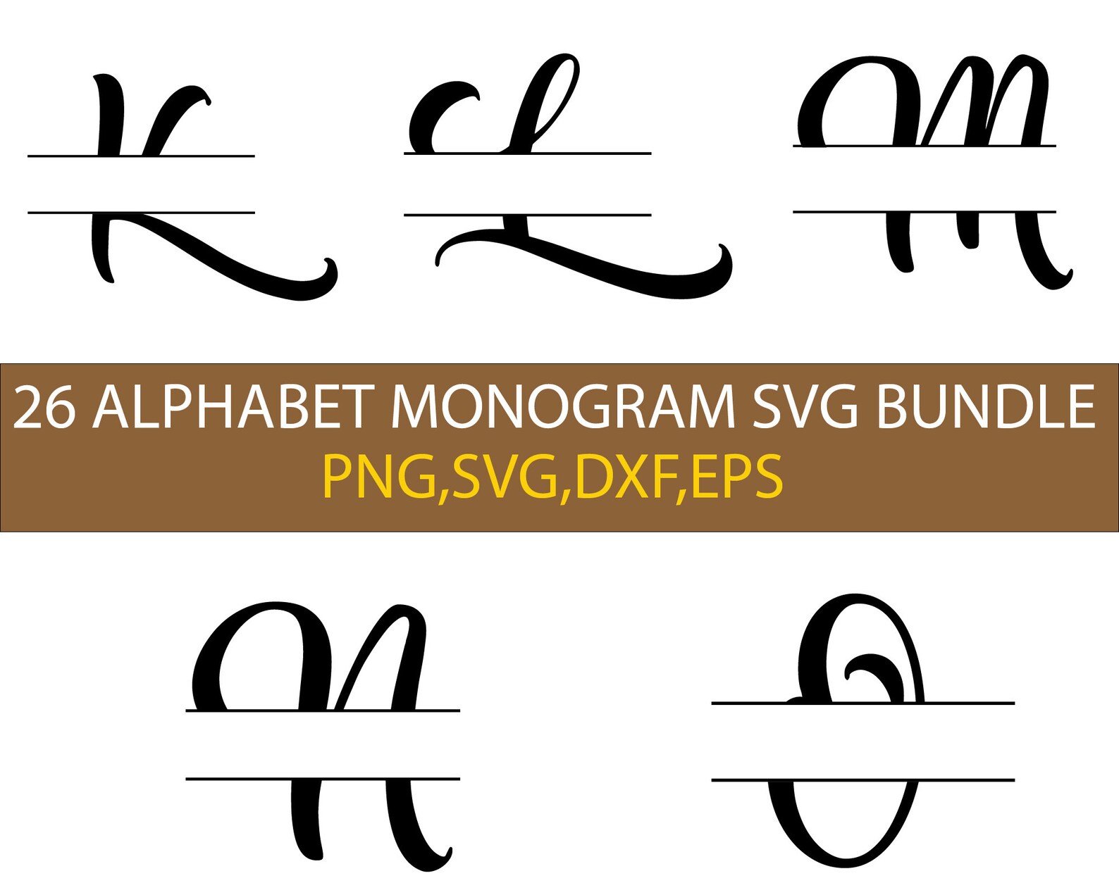 Split Monogram Alphabet SVG PNG Split Monogram Frame - Etsy