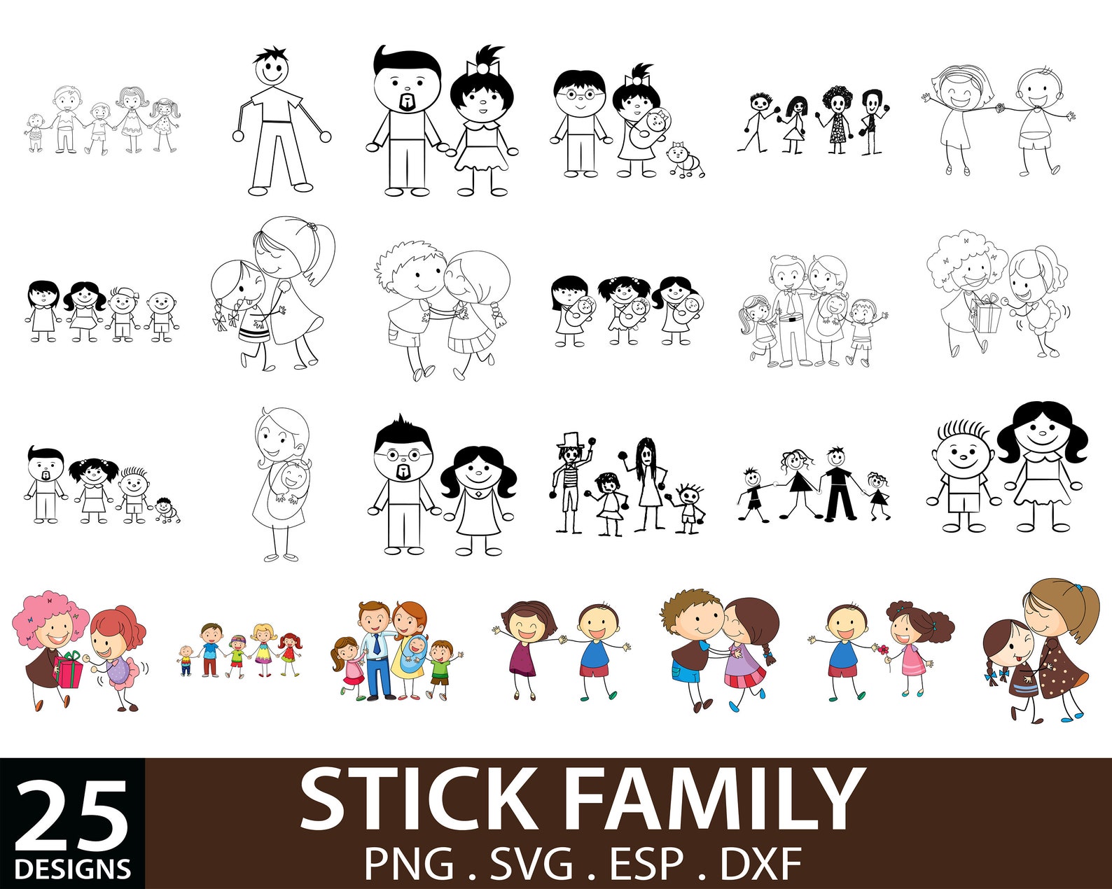 Stick Family Svg Bundle, Stick Family Cut Files, Stick Family Clipart ...
