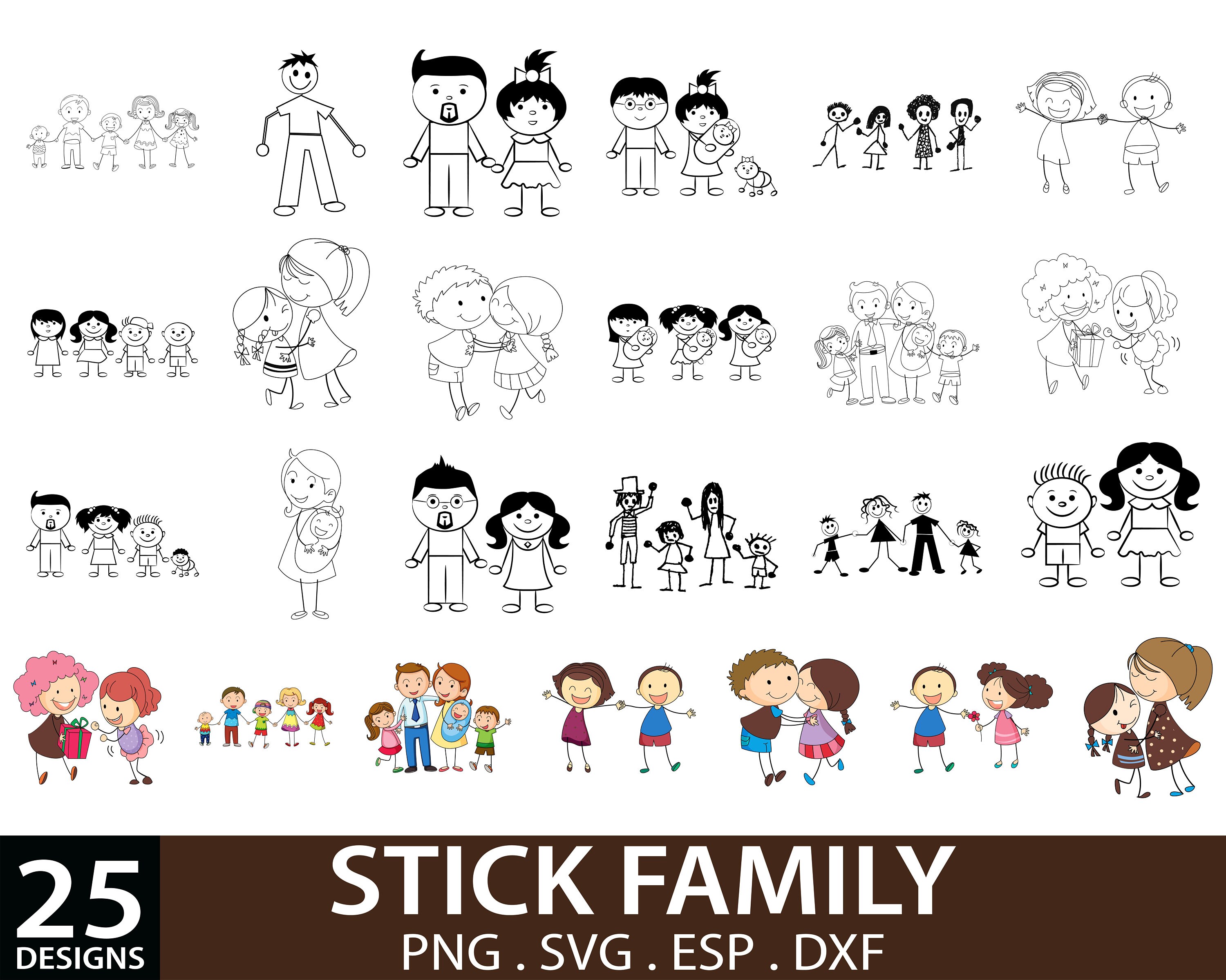 Stick Family Svg Bundle, Stick Family Cut Files, Stick Family Clipart ...