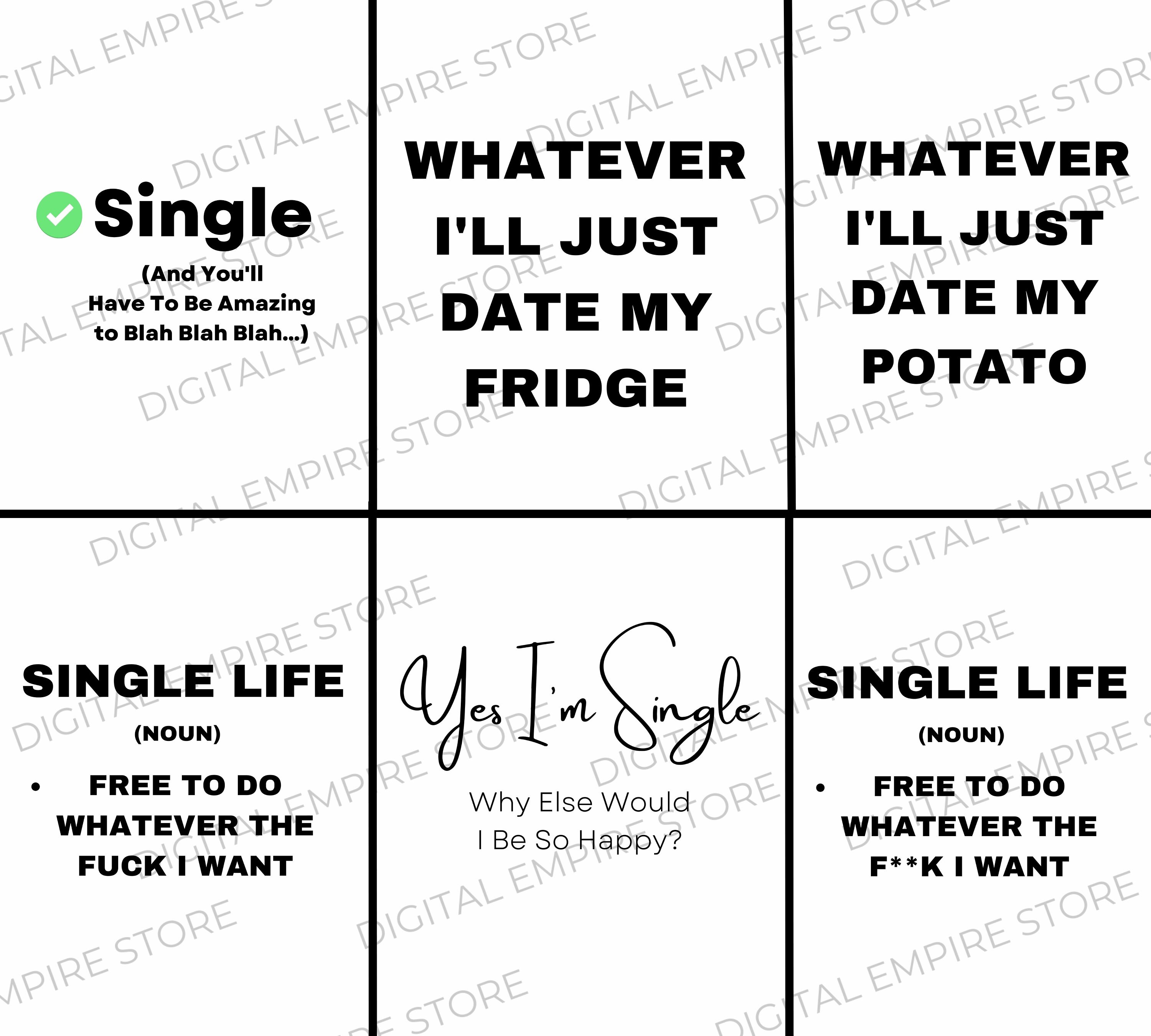 Single Life SVG Printable Quote Bundle Funny Quotes, Funny T-shirts ...