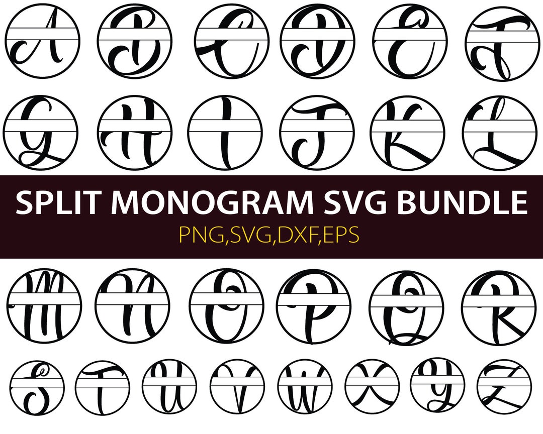 Circle Split Monogram Alphabet SVG, PNG, Split Monogram Alphabet, Split ...