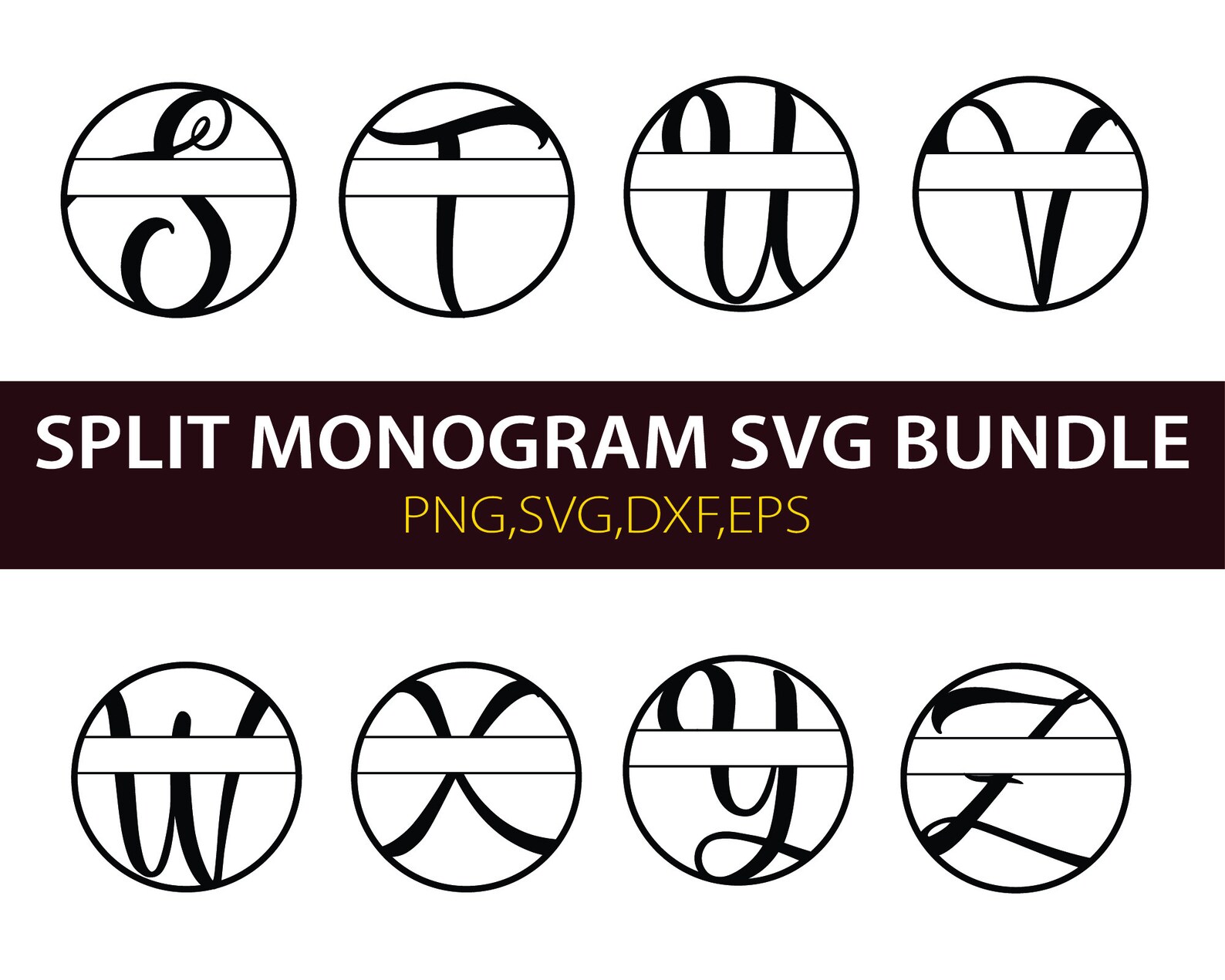 Circle Split Monogram Alphabet SVG, PNG, Split Monogram Alphabet, Split ...