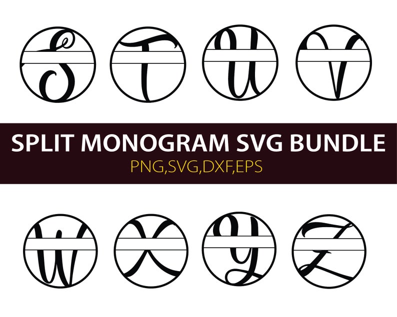 Circle Split Monogram Alphabet SVG, PNG, Split Monogram Alphabet, Split ...