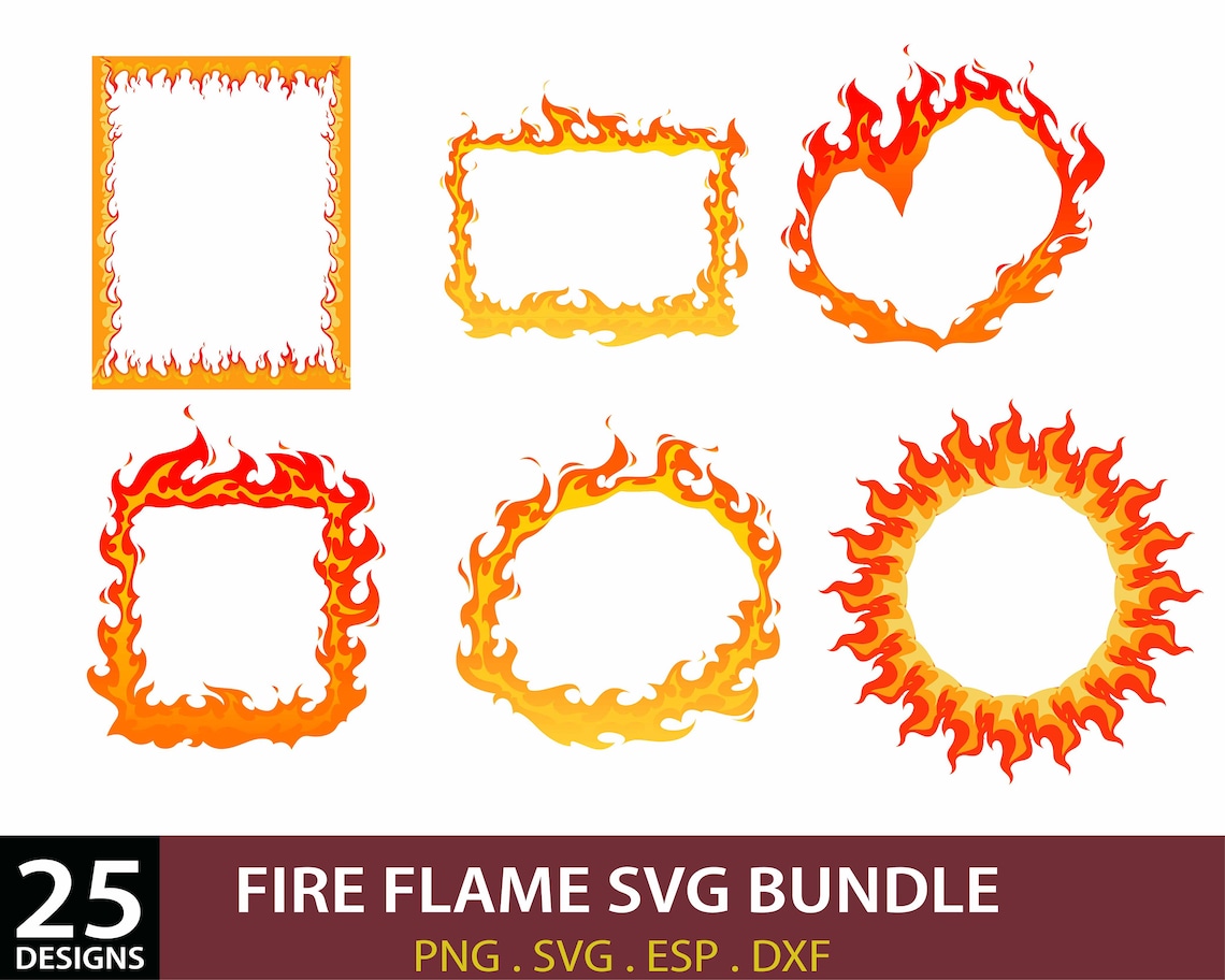 Fire Flame Svg Bundle, Fire Svg, Flames Svg, Campfire Svg, Fire Clipart ...