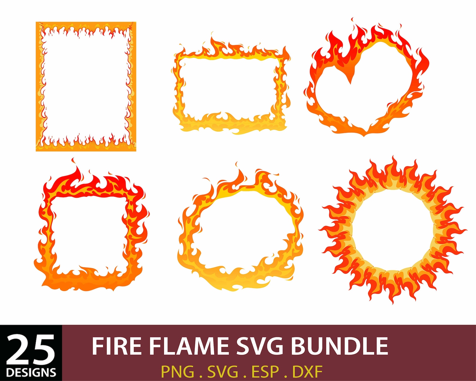 Fire Flame Svg Bundle, Fire Svg, Flames Svg, Campfire Svg, Fire Clipart ...