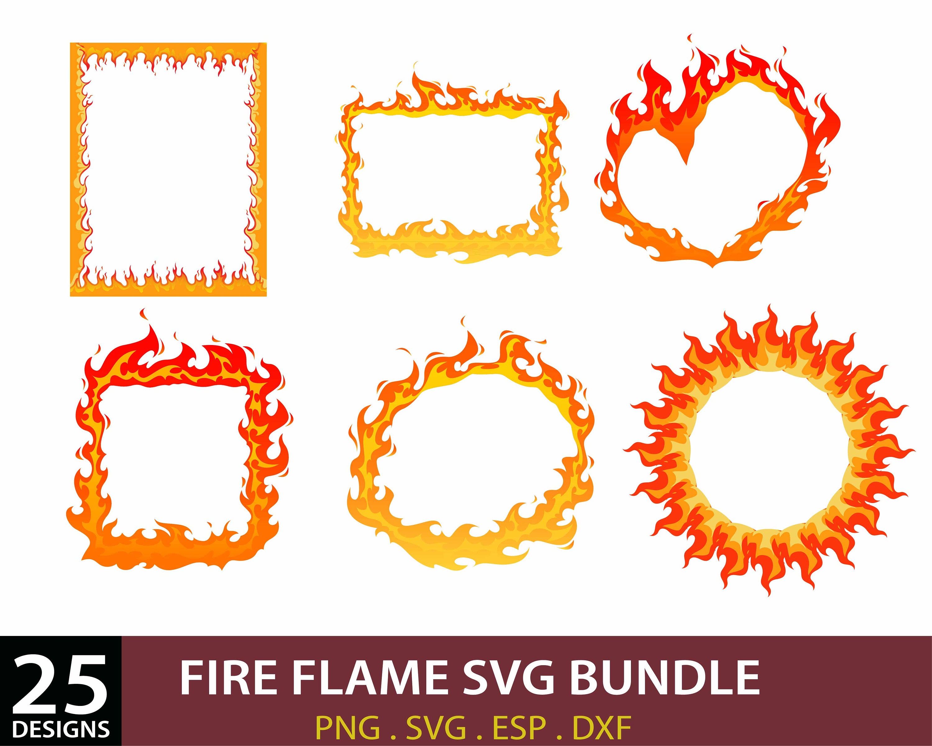 Fire Flame Svg Bundle, Fire Svg, Flames Svg, Campfire Svg, Fire Clipart ...