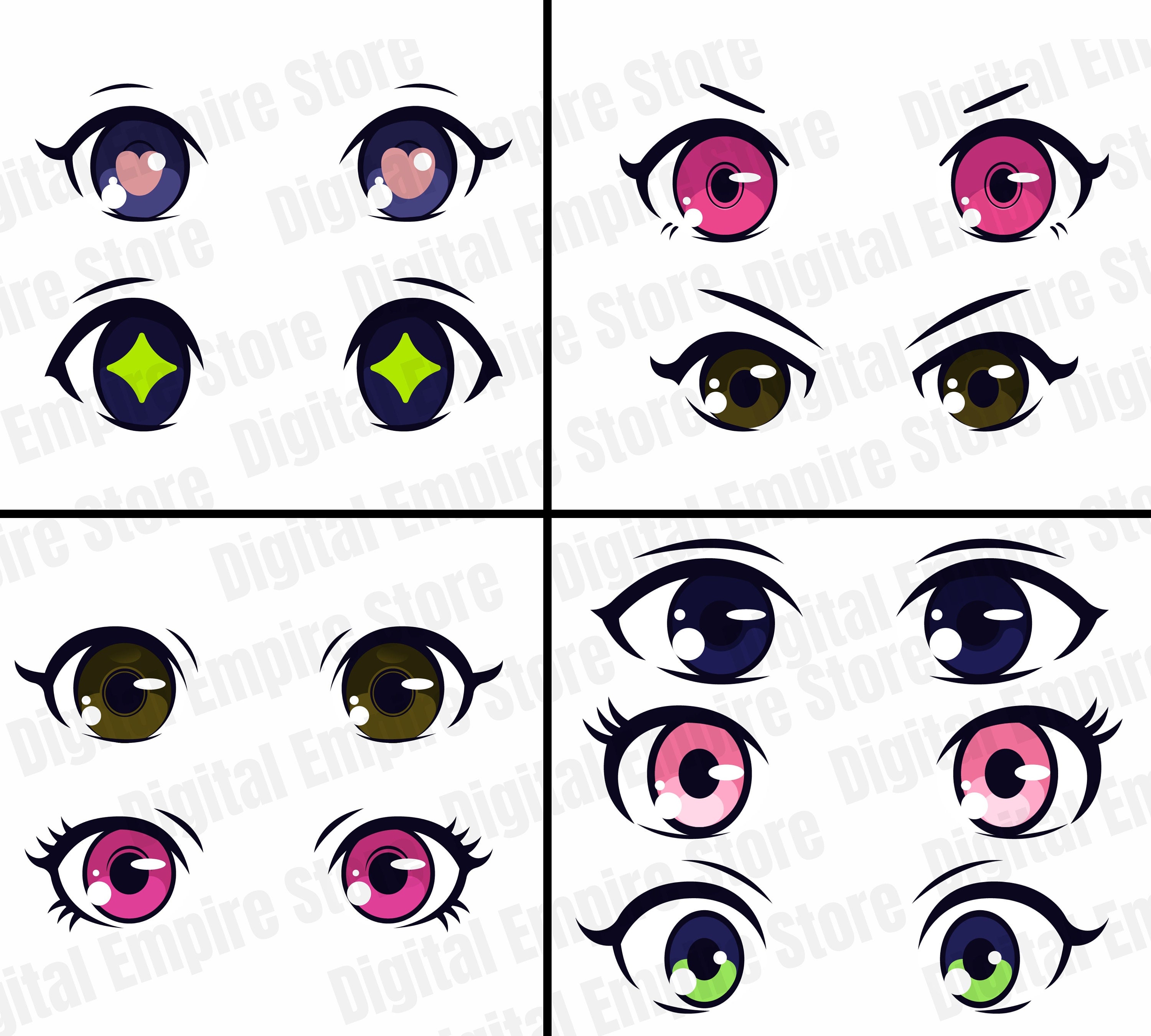 ANIME EYES BUNDLE 9 Pack Svg Bundle Also in Eps, Dxf, Png, Jpg , File ...