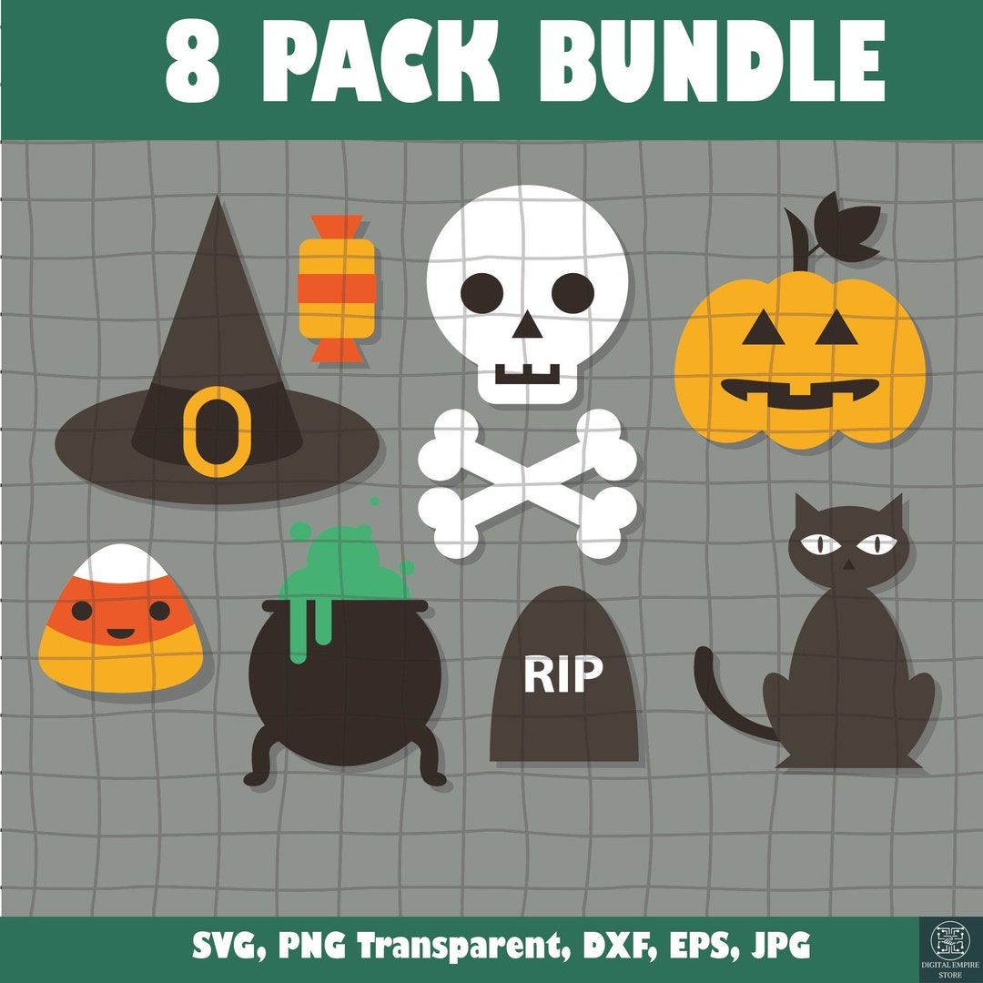 Halloween 8 Pack Vector Clip Art Bundle SVG PNG Dxf Eps - Etsy