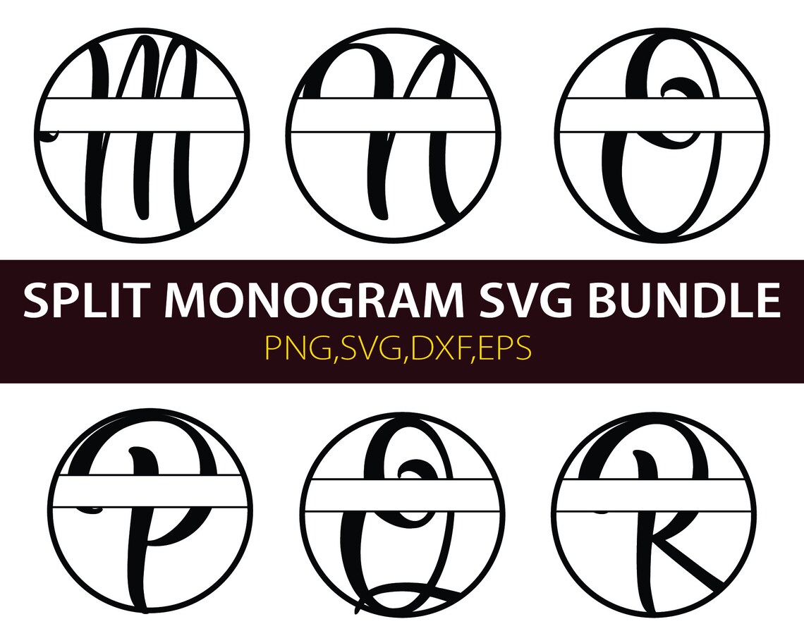 Circle Split Monogram Alphabet SVG, PNG, Split Monogram Alphabet, Split ...