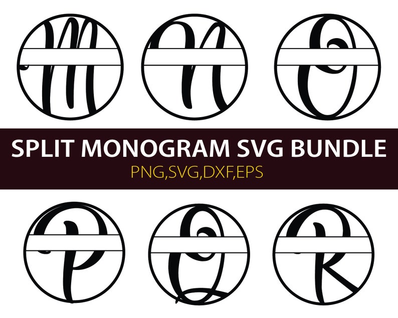 Circle Split Monogram Alphabet SVG, PNG, Split Monogram Alphabet, Split ...