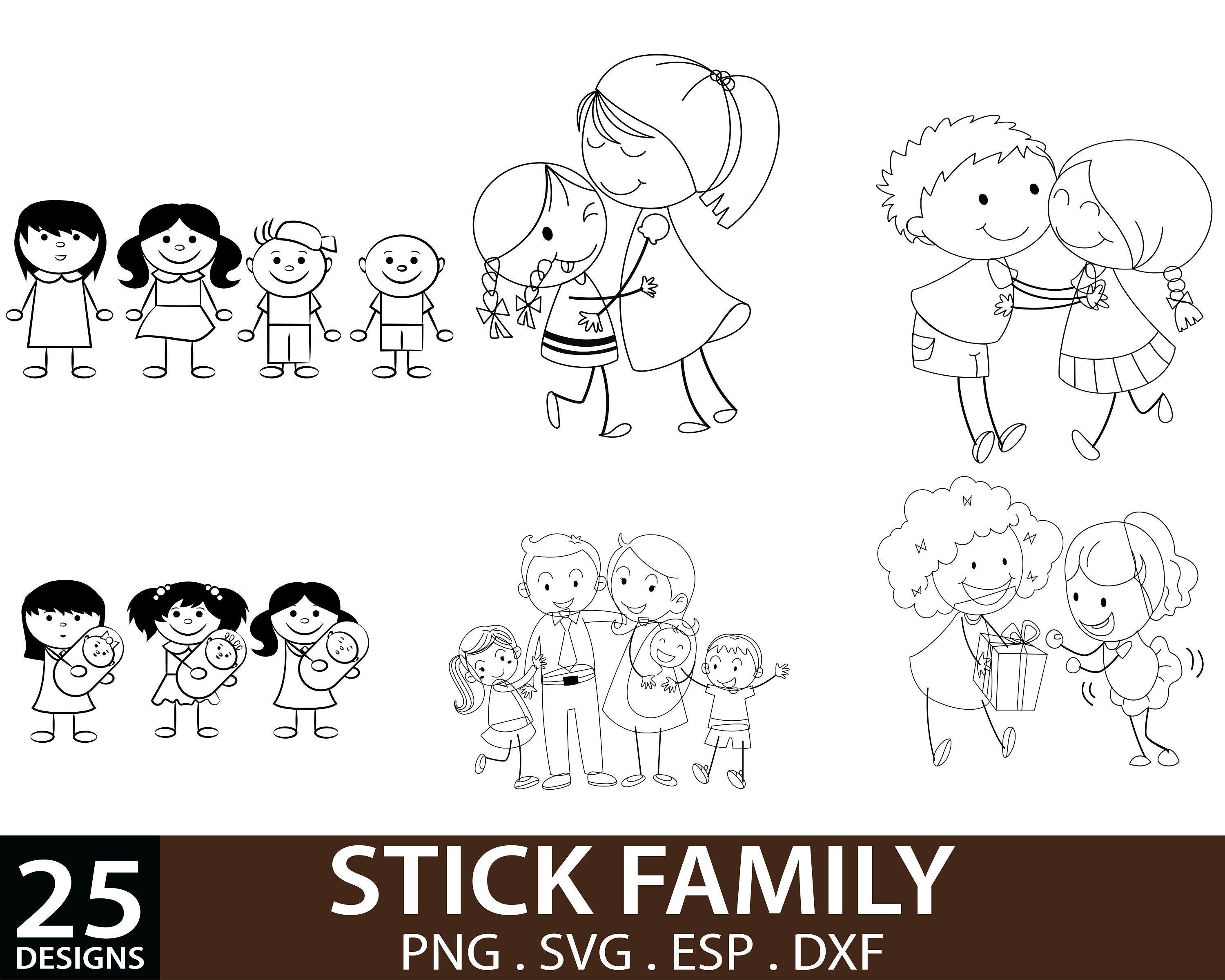 Stick Family Svg Bundle, Stick Family Cut Files, Stick Family Clipart ...