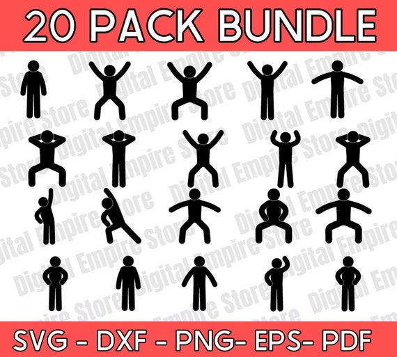 20 Stick Men Exercise and Movement SVG Bundle Cricut | Etsy