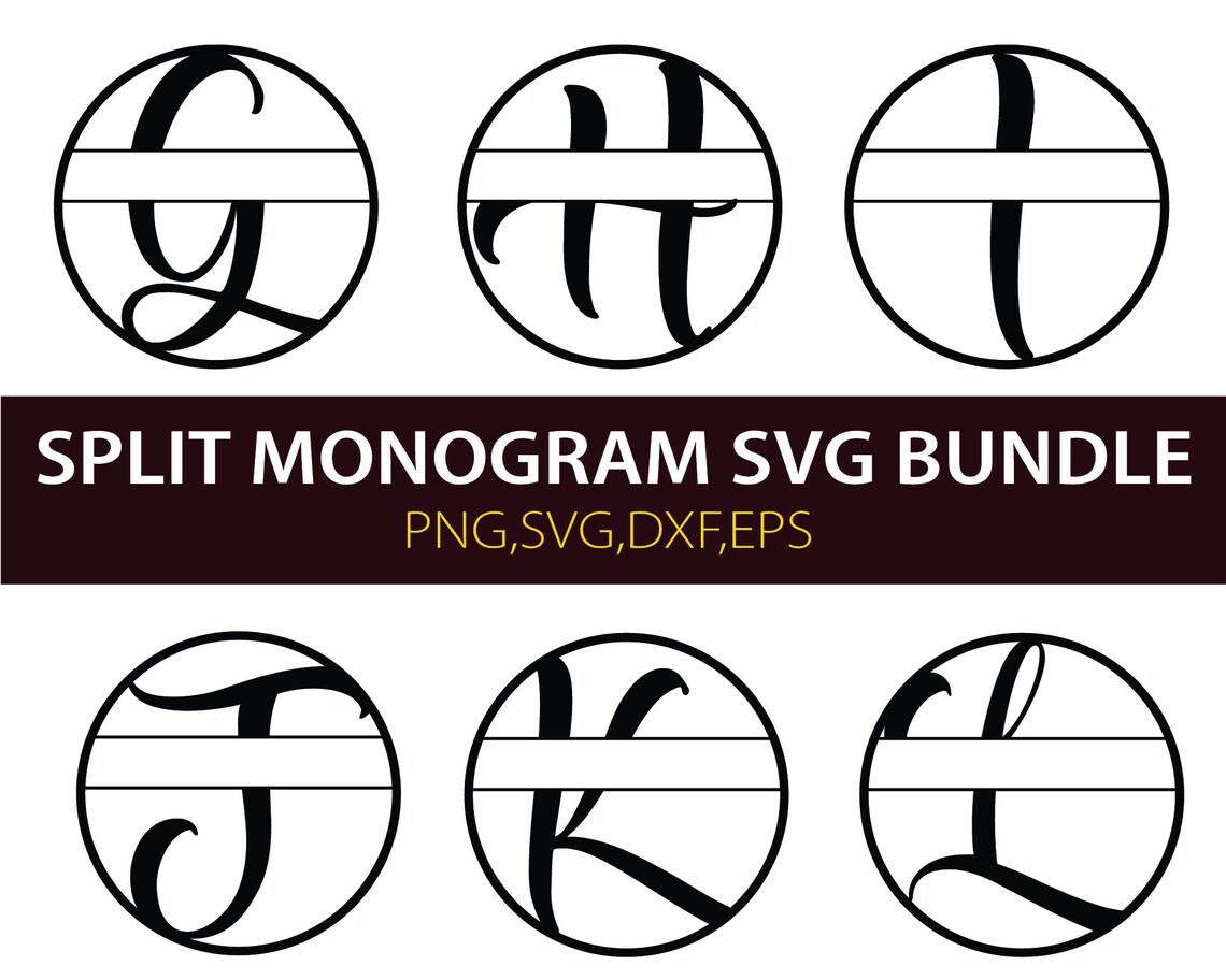 Circle Split Monogram Alphabet SVG, PNG, Split Monogram Alphabet, Split ...