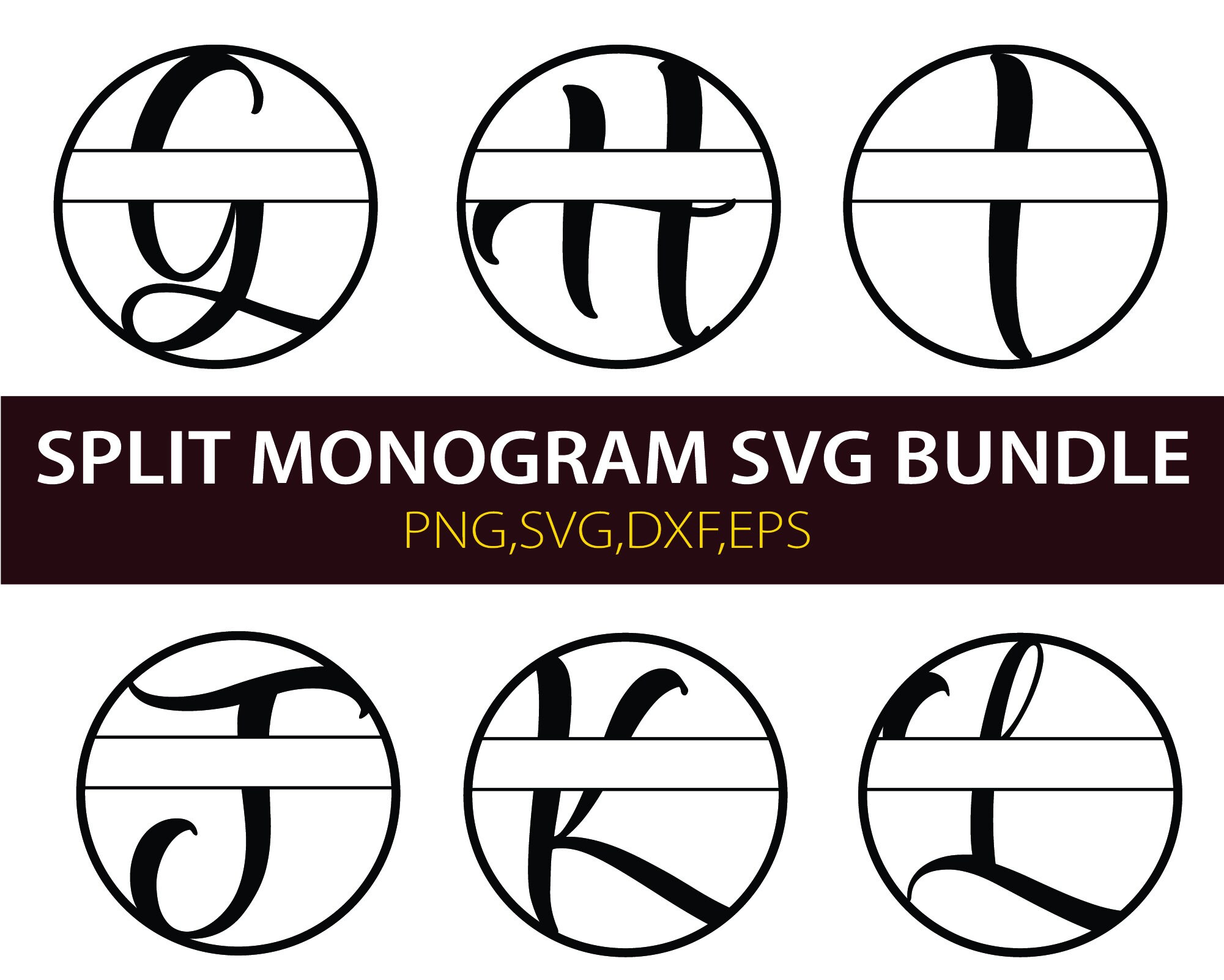 Circle Split Monogram Alphabet SVG, PNG, Split Monogram Alphabet, Split ...