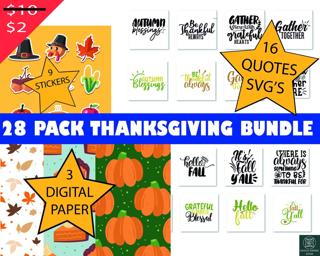 THANKSGIVING MEGA BUNDLE Svg Instant Download Png, Jpg, Dxf, Eps Fall ...