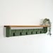 GREEN COAT RACK With Shelf (dark Wax, 10cm Deep), Shelf With Hooks ...